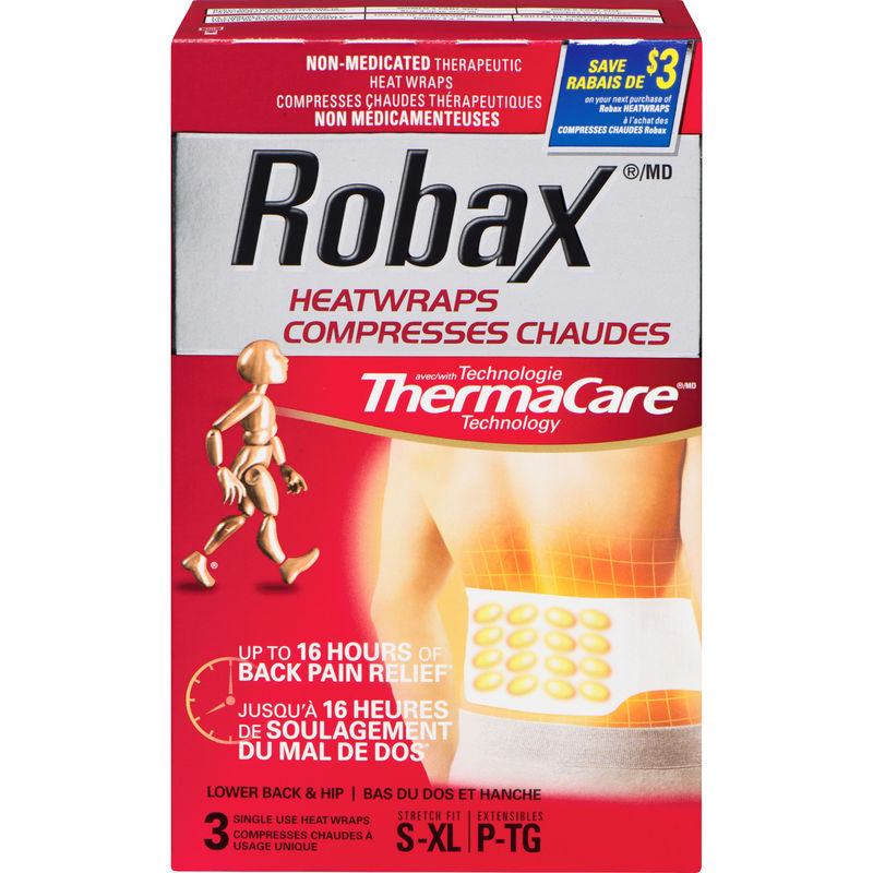 Robax Heatwraps ThermaCare S-XL 3 Single Use Heat Wraps